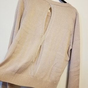 Modcloth | Sweaters | Modcloth Cutout Back Rose Gold Metallic Sweater ...